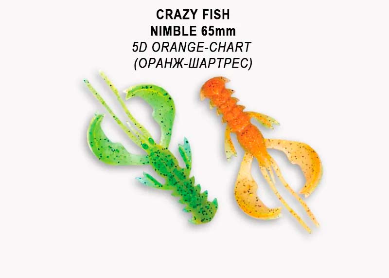 Їстівна силіконова приманка Crazy Fish Nimble 2.5" 65 мм кальмар рак ...