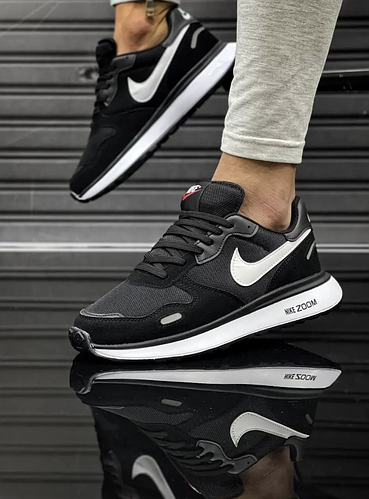 Кроссовки Nike Мужские Спортивные Черные Замша + Сетка Весна Лето ...