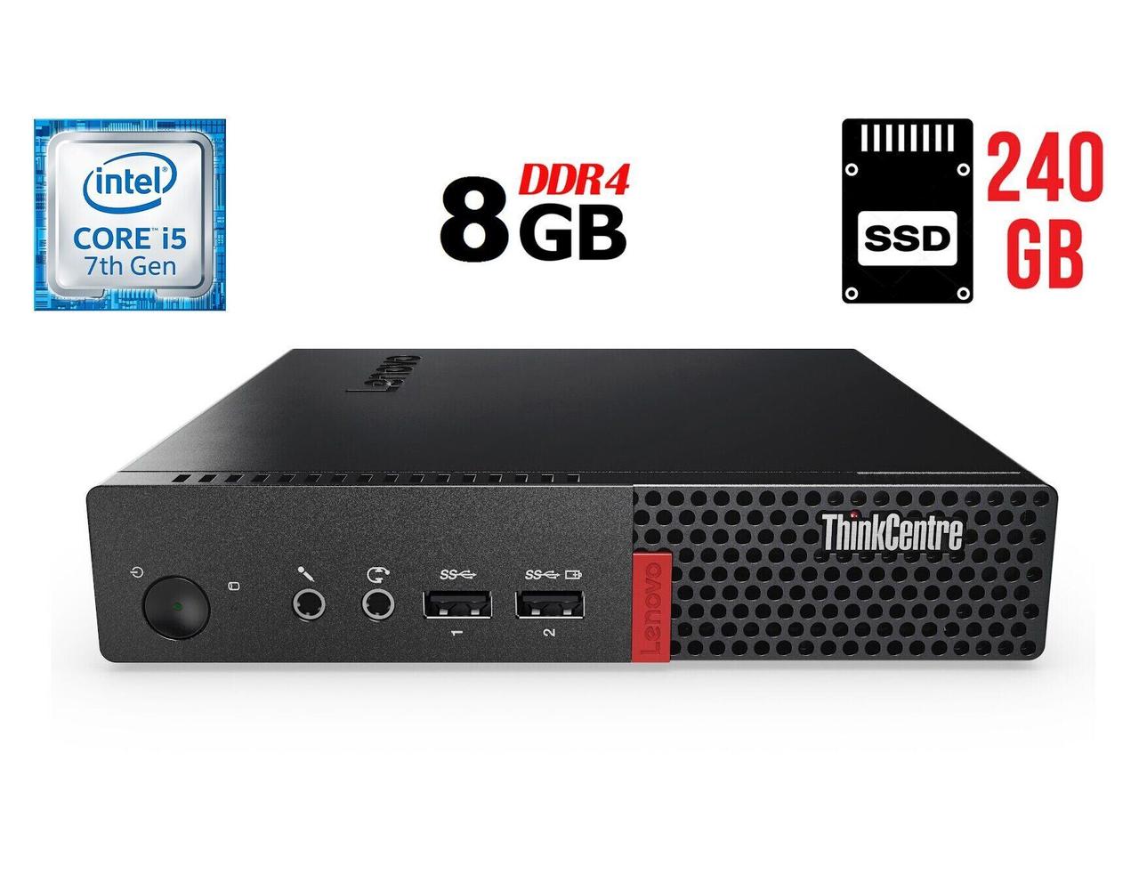 Неттоп Lenovo ThinkCentre M710q Tiny USFF/ Core i5-7400T/ 8 GB RAM/ 240 ...