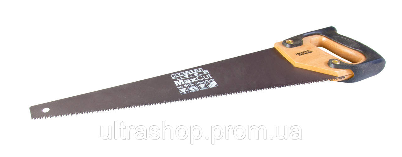 Ножовка столярная MASTERTOOL 450 мм 7TPI MAX CUT каленый зуб 3-D заточка тефлоновое покрытие UL ...