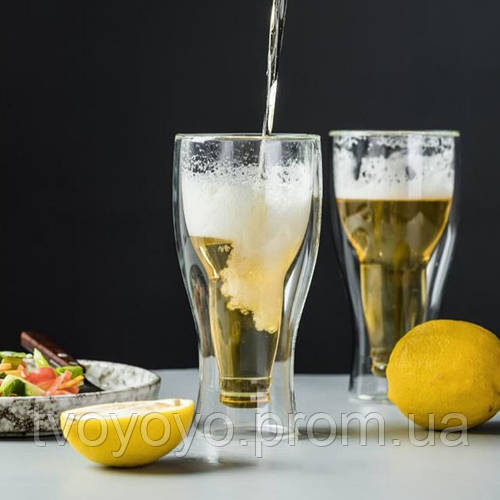 Бокал для пива, кваса, сока 350 мл с двойными стенками Bottle ST 202-4 ...