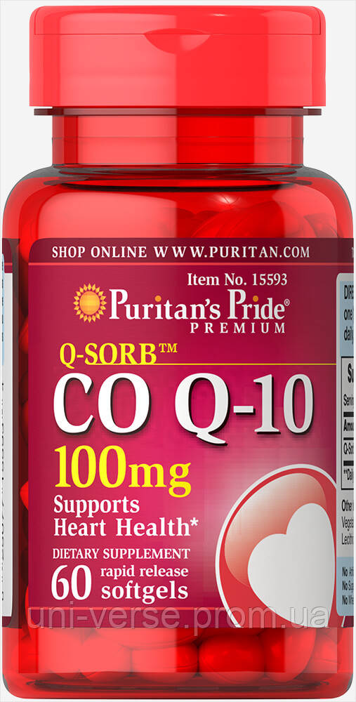 Коэнзим Puritan's Pride, Q-10, Q-SORB Co Q-10, 100 мг, 60 капсул (32360), 1536056 - 575 (ID ...