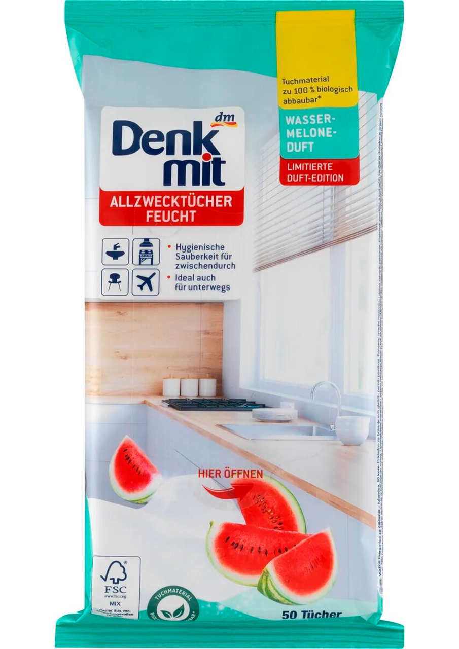 Вологі серветки Denkmit універсальні з ароматом кавуна, 50 шт (ID ...