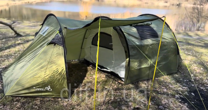 Палатка 4-ти местная Lanyu LY 1909-3 туристическая кемпинговая с навесом 470x220x160 см (ID ...