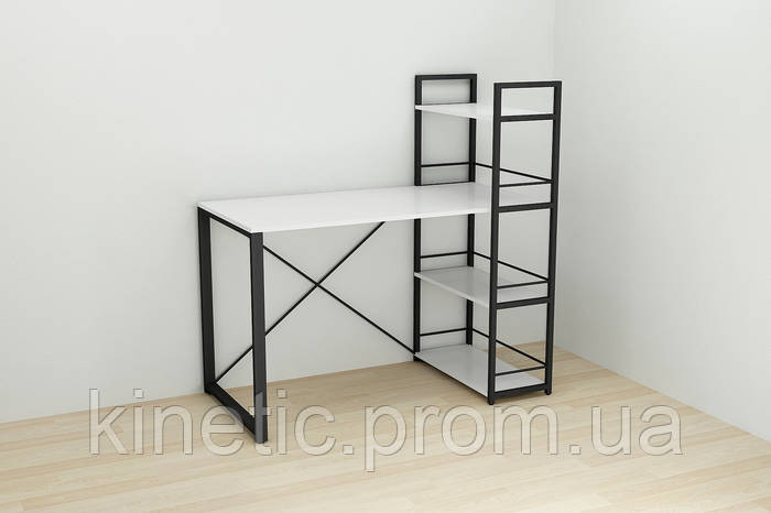 Письмовий стіл Ferrum-decor Конект з етажеркою 75x120x60 см Чорний з ...