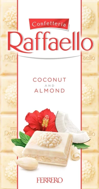 Шоколад Рафаэлло Raffaello белый с кокосовой стружкой и миндалем 90г ...
