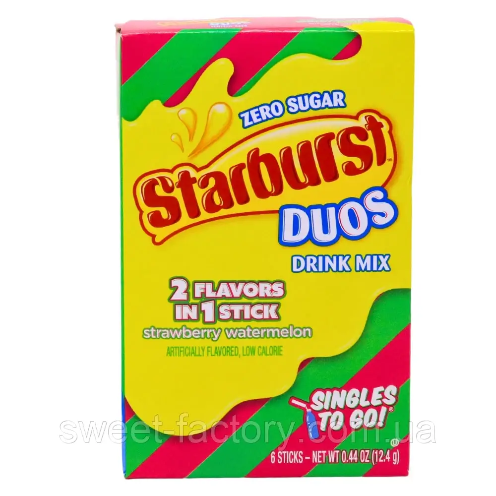 Порошковый напиток Starburst Drink Mix Duos Strawberry Watermelon 12g ...