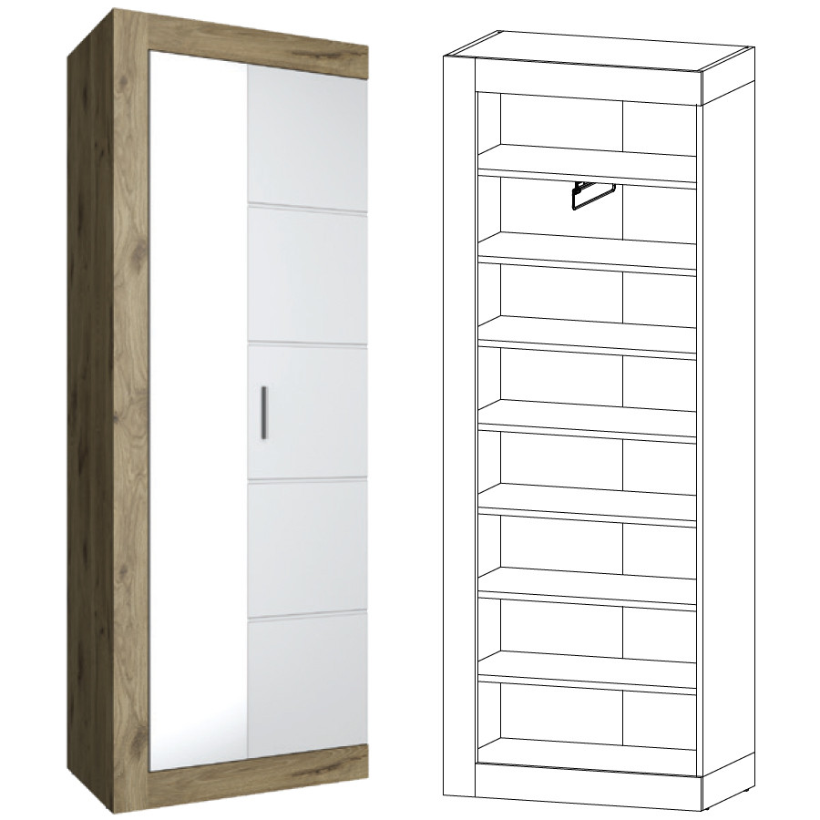 Купити Світла стильна модульна вузька прихожа з шафою дзеркалом тумбою