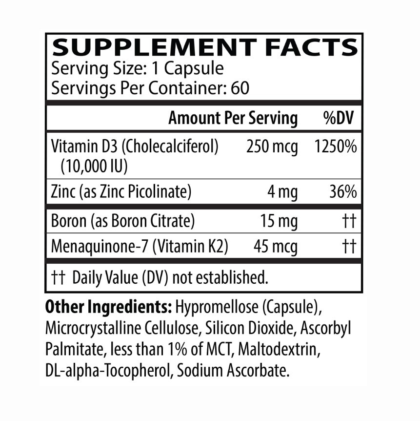Neurobiologix Maximum Vitamin D3+K2 (formerly D3+K2 Cofactor Complex ...