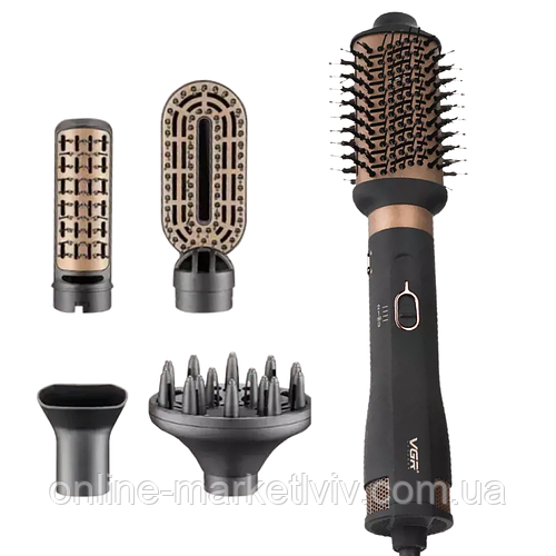 Фен-щітка для волосся 6в1, 1000Вт + 6 насадок, VGR V-491 / Багатофункціональний стайлер для ...