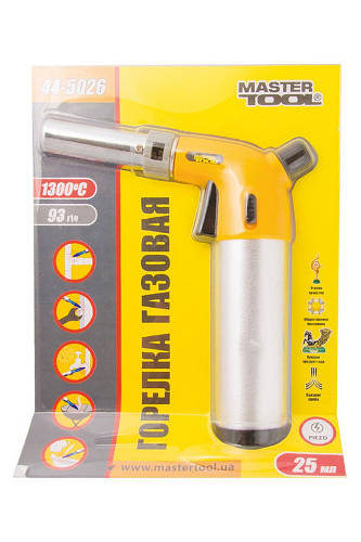 Горелка газовая "вулкан" с резервуаром пьезоподжиг ø22мм керамическая защита 1300°с Mastertool ...