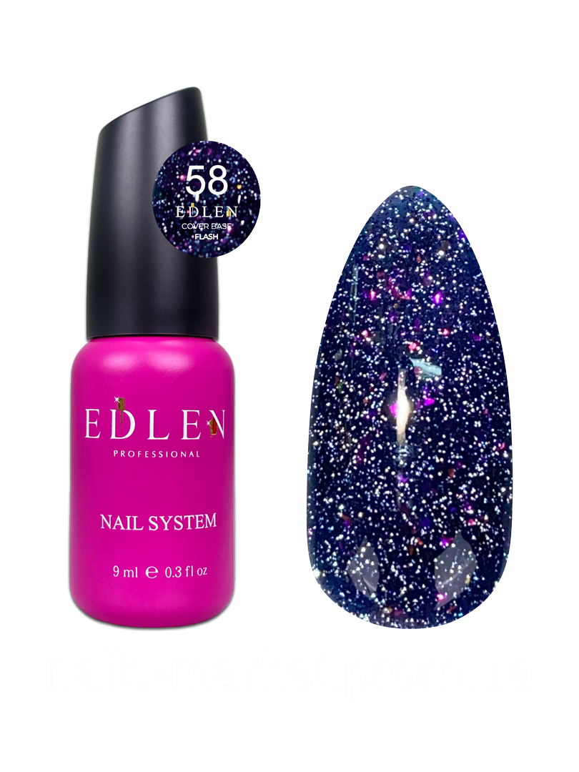 База Edlen Cover base 9мл 58 светоотражающая сине-черная (ID#2182211465 ...