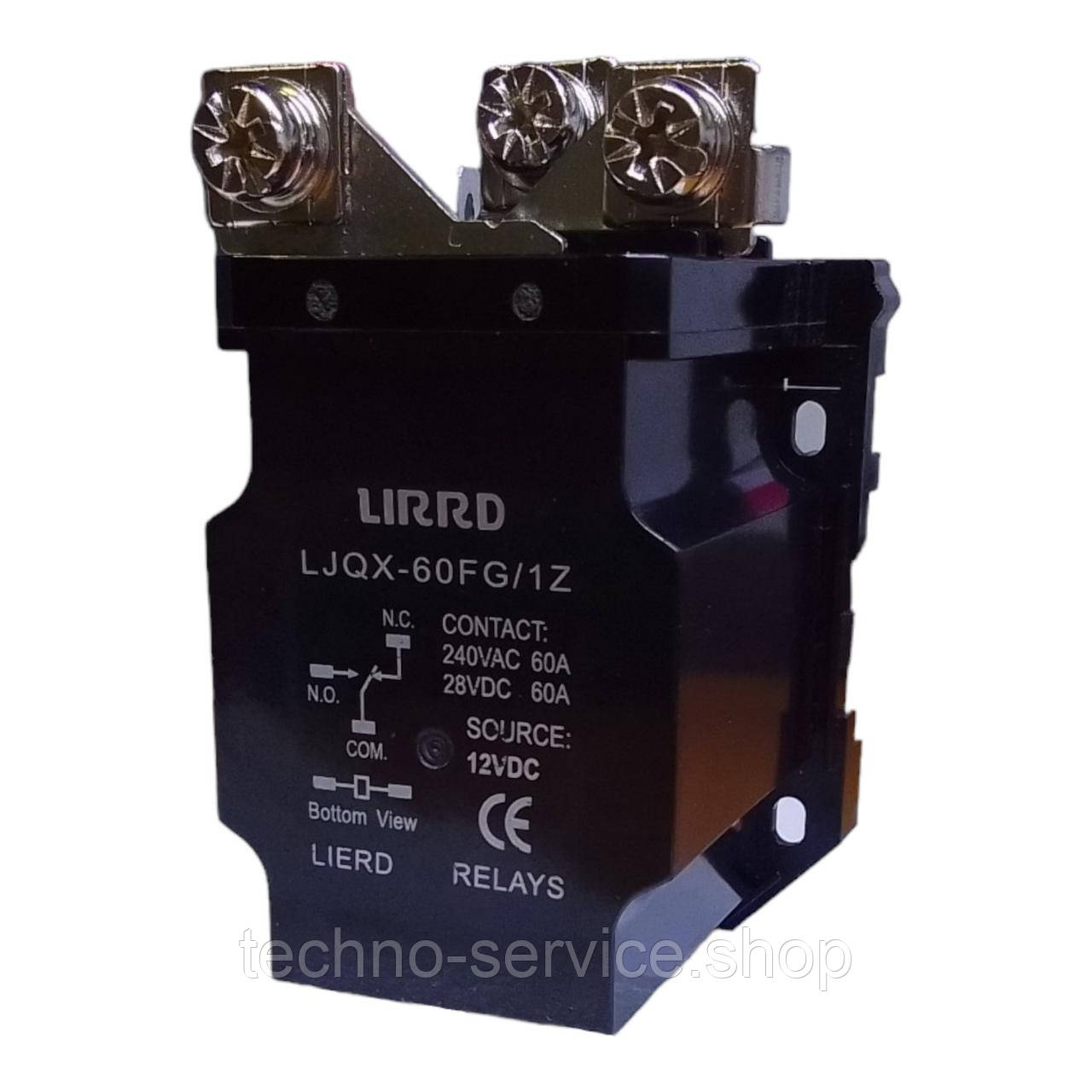 LJQX-60FG/1Z 12VDC LIRRD - реле 60 A, обмотка 12 V, на DIN-рейку (ID ...