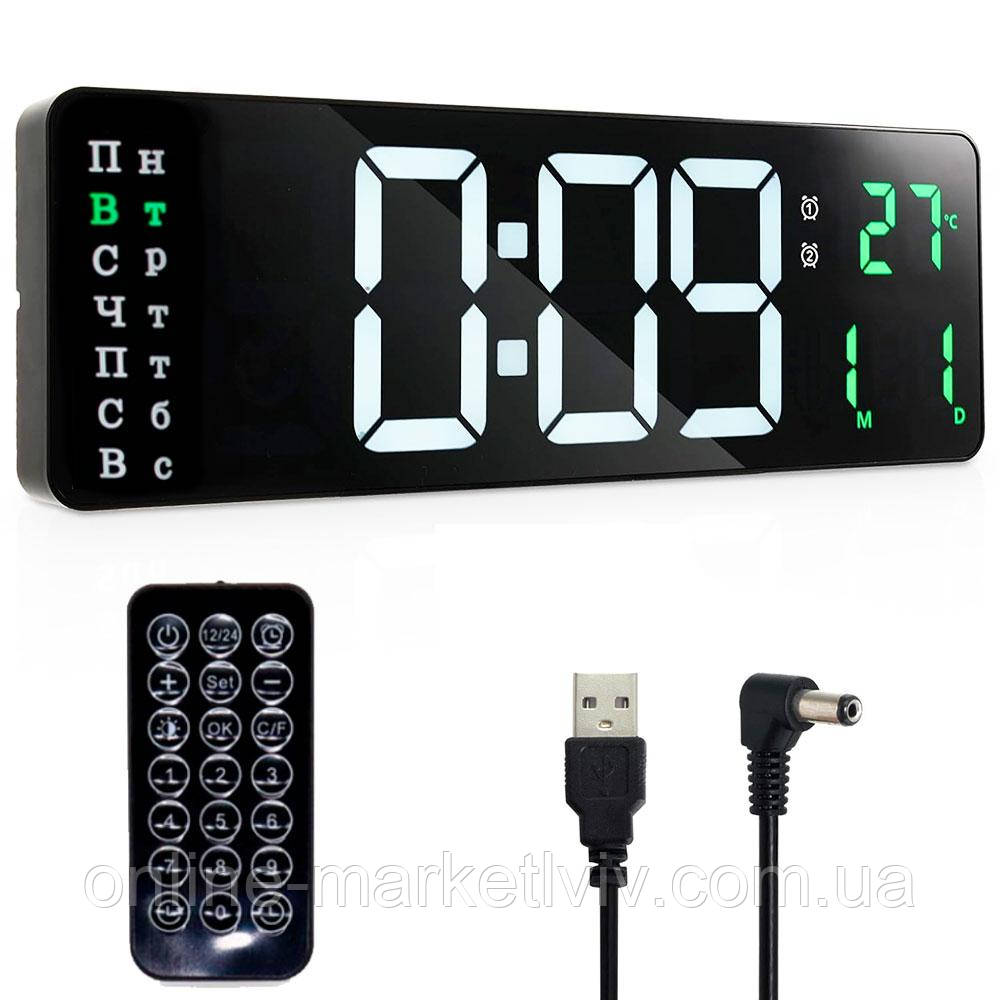 Купить Настольные часы будильник SM 601, от USB, Белые с зеленым ...