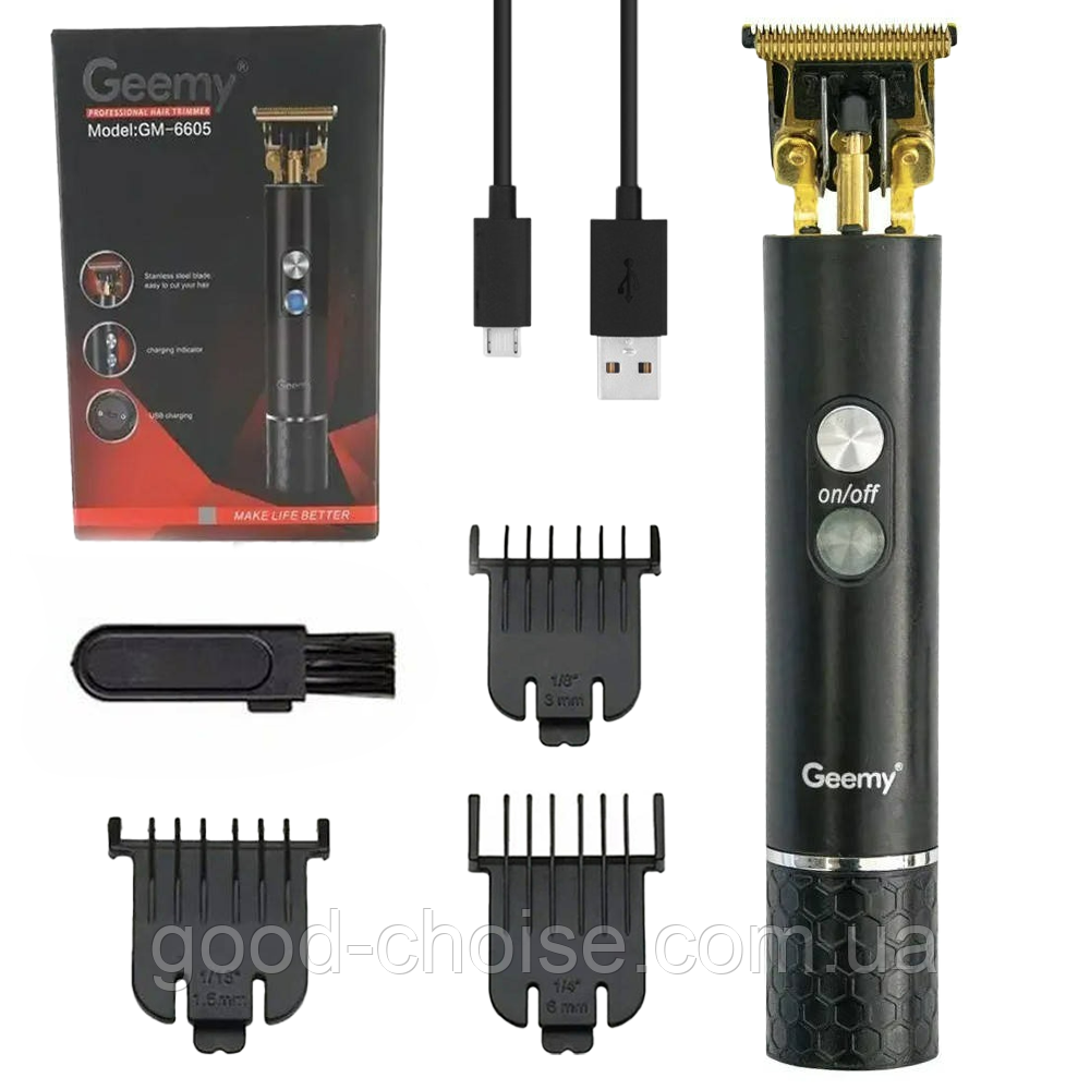 Машинка для стрижки волос Geemy GM 6605 с насадками / Триммер мужской ...