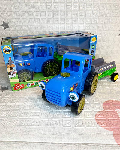 Іграшка синій трактор із причепом світло, звук УКР Звук колесо вільного ...