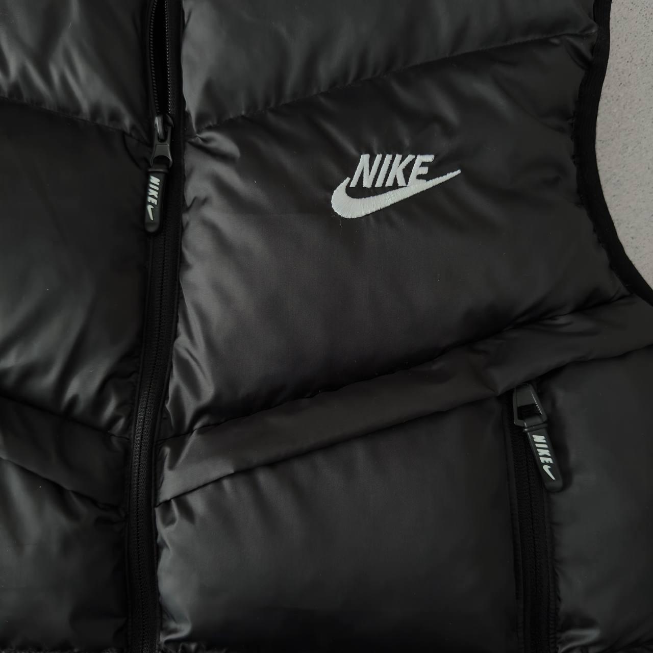Мужская жилетка Nike стеганая черная безрукавка Найк спортивная дутая ...
