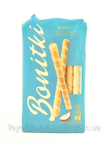 Вафельные трубочки с кокосовым кремом Bonitki Rurki 280 г Польша (ID ...