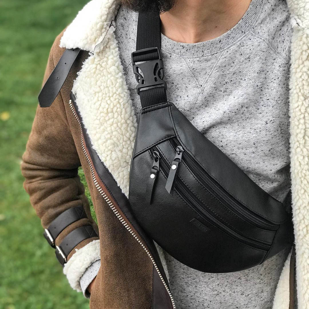 Шкіряна чоловіча сумка бананка KEYPTOWN поясна на груди екошкіра от ...