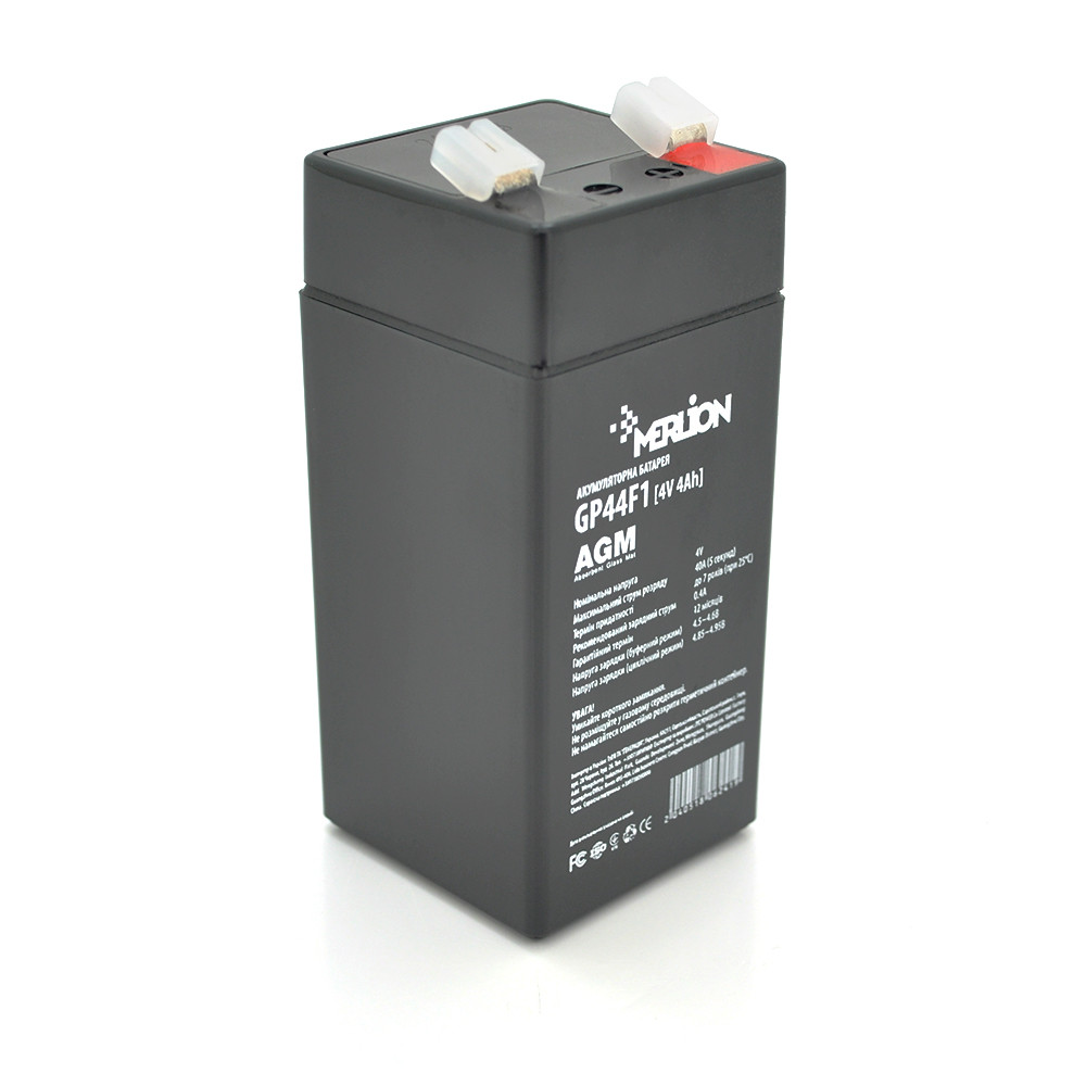 Акумуляторна батарея MERLION AGM GP44M1 4 V 4 Ah ( 47 x 47 x 100 (105 ) ) Q30: купити по ...