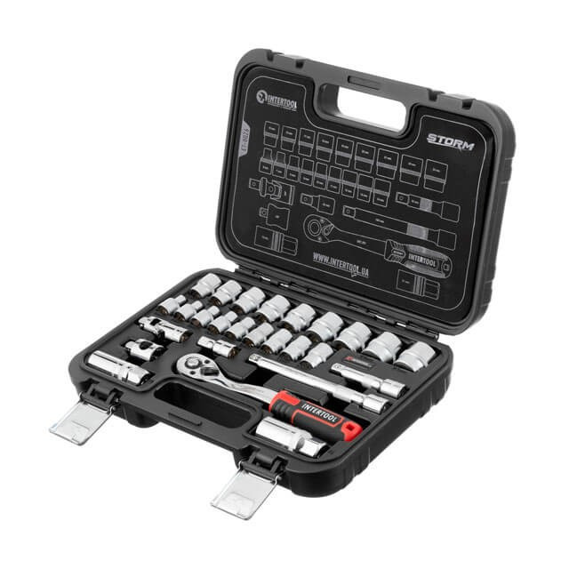 Набір інструментів для авто професійний Cr-V STORM INTERTOOL ET-8026 універсальний 26 одиниць ...