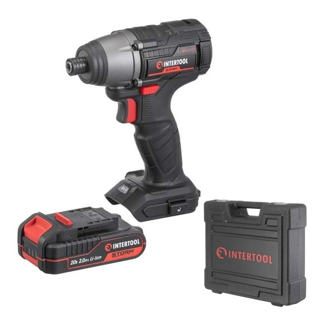 Шуруповерт ударный аккумуляторный с бесщеточным двигателем 20 В, 200 Nm, 0-2900 об/мин, кейс ...