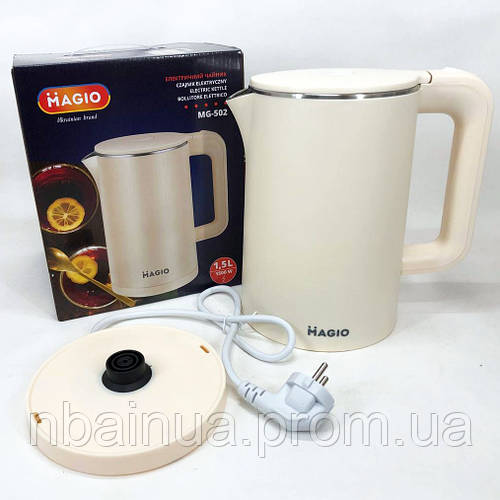 Электрочайник нержавейка MAGIO MG-502 1.5 л 1500 Вт, Электрочайник удобный, CL-322 Изысканный ...