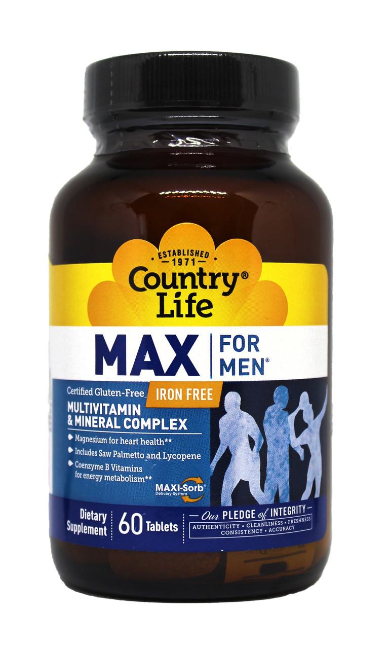 Мультивітаміни і Мінерали для Чоловіків, Max for Men, Country Life, 60 ...