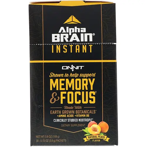 Onnit, Alpha Brain Instant, Natural Peach, 30 Packets, 0.13 oz (3.6 g ...