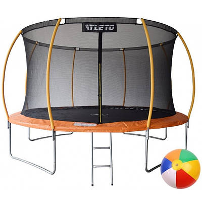 Батут дитячий Atleto 374 см із внутрішньою сіткою та сходами помаранчевий (42400493) (ID ...