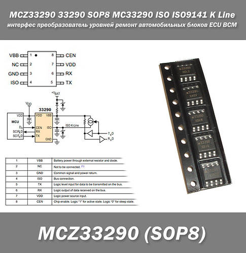 MCZ33290 33290 SOP8 MC33290 ISO ISO9141 K Line Serial Link Interface ...