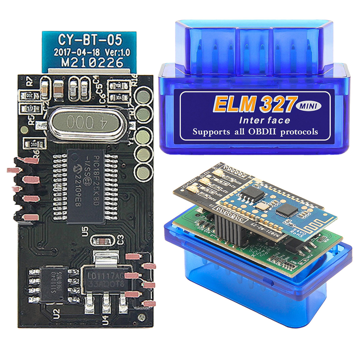 Автосканер діагностичний адаптер ELM327 v1.5 PIC18F25K80 (2 плати) OBD2 Bluetooth (ELM 327) (ID ...