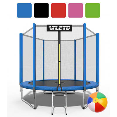 Батут дитячий Atleto 252 см із зовнішньою сіткою + драбинка + м'ячик M_2266 (ID#2136413687 ...