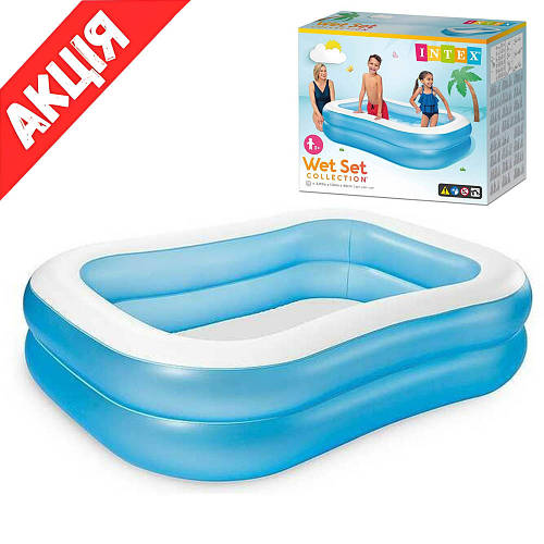 Дитячий надувний басейн ПВХ 203х152х48 см Intex 57180 Прямокутний ...