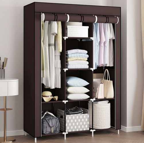 Тканинна збірна шафа для одягу речей на 3 секції мобільний текстильний складаний каркас
