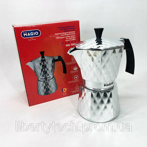 Кавоварка для плити Magio MG-1004 300 мл, Гейзер 3 чашки, Практична кавоварка, Гейзерна турка VS ...