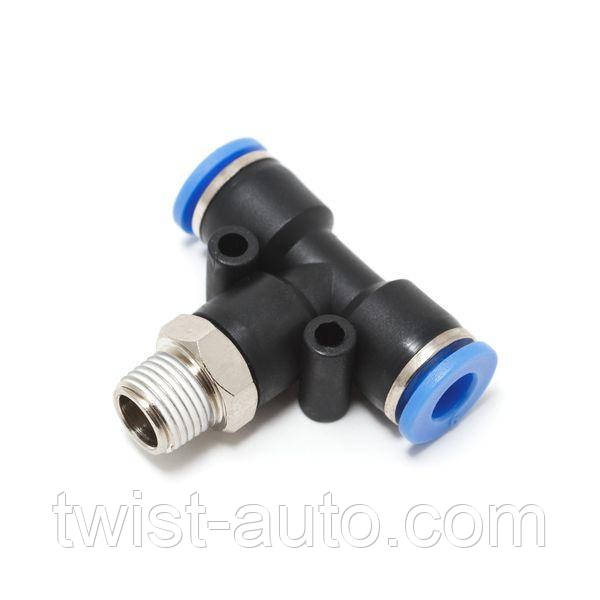 Пневмоштуцер цанговий Т-подібний 6мм*1/4" AIRKRAFT SPB06-02 (ID ...