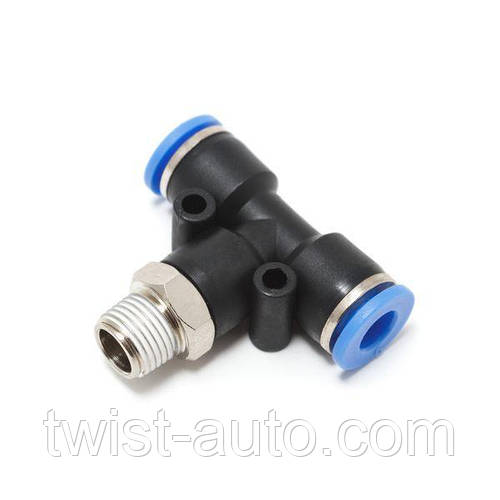 Пневмоштуцер цанговий Т-подібний 6мм*1/4" AIRKRAFT SPB06-02 (ID ...
