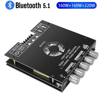 ZK-HT21 Посилювач звуку 2.1 TDA7498E Bluetooth v5.0 160Вт2 + 220Вт DC ...