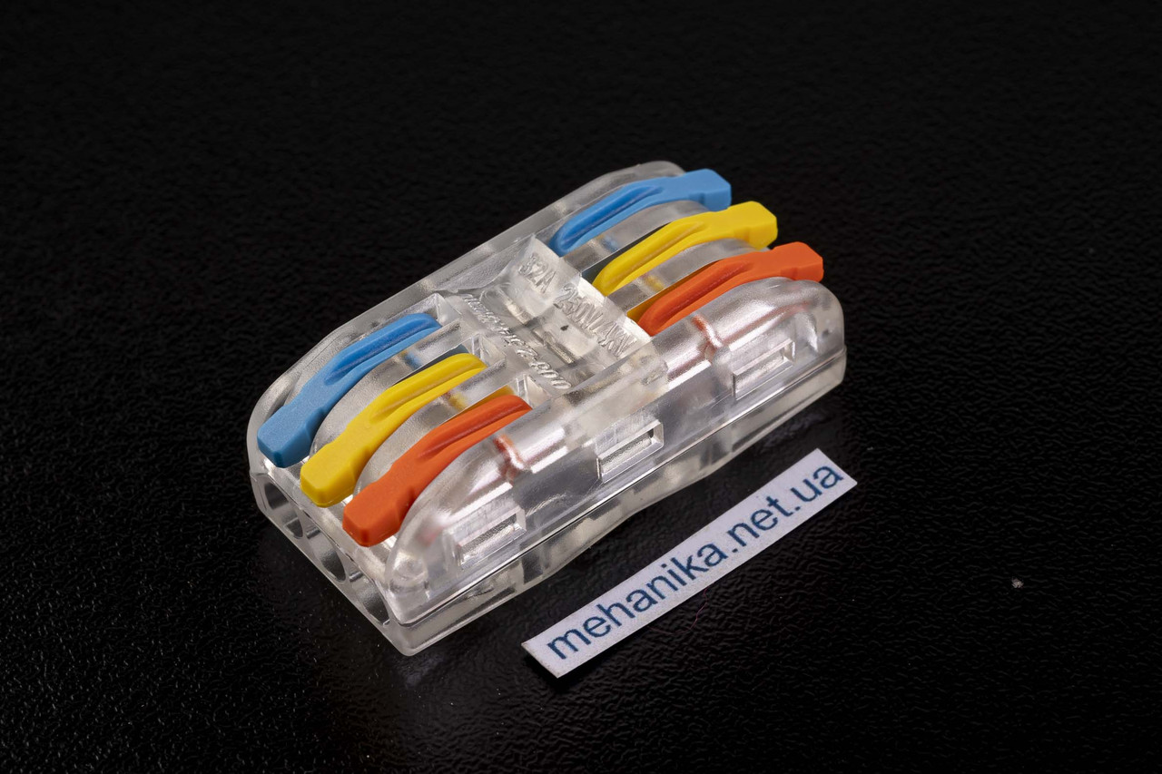 Клемма РСТ-223, самозажимная, клемма быстрого монтажа (типа ВАГО/WAGO), 3 x 2.5/4 мм² (ID ...