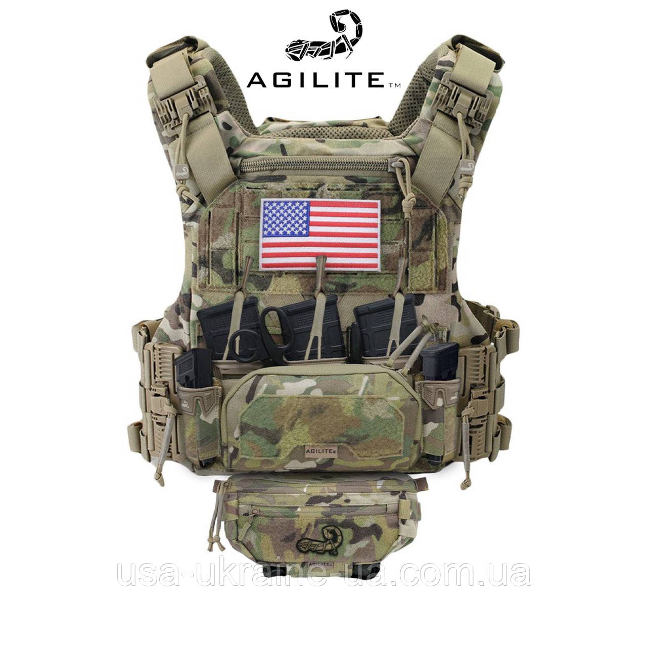 Плитоноска AGILITE K19 комплект з підсумками та напашником. Патч ...