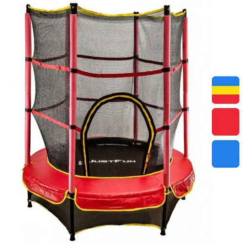 Детский батут 140 см Just Fun с защитной сеткой для детей Красный (ID ...
