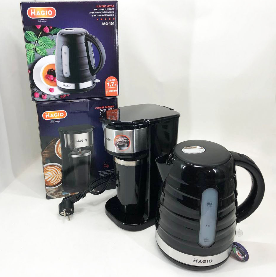 Набор дизайнерской линейки Magio: Электрочайник MAGIO MG-101 на 1,7л + Капельная кофеварка IX ...