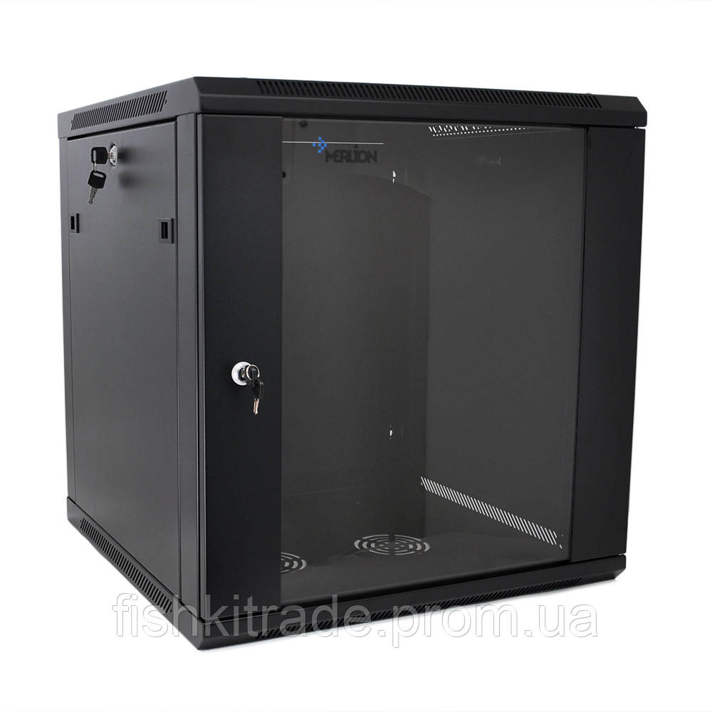 Шкаф Merlion 27U, 600*600*1303mm (Ш*Г*В)мм закаленное стекло, черный ...