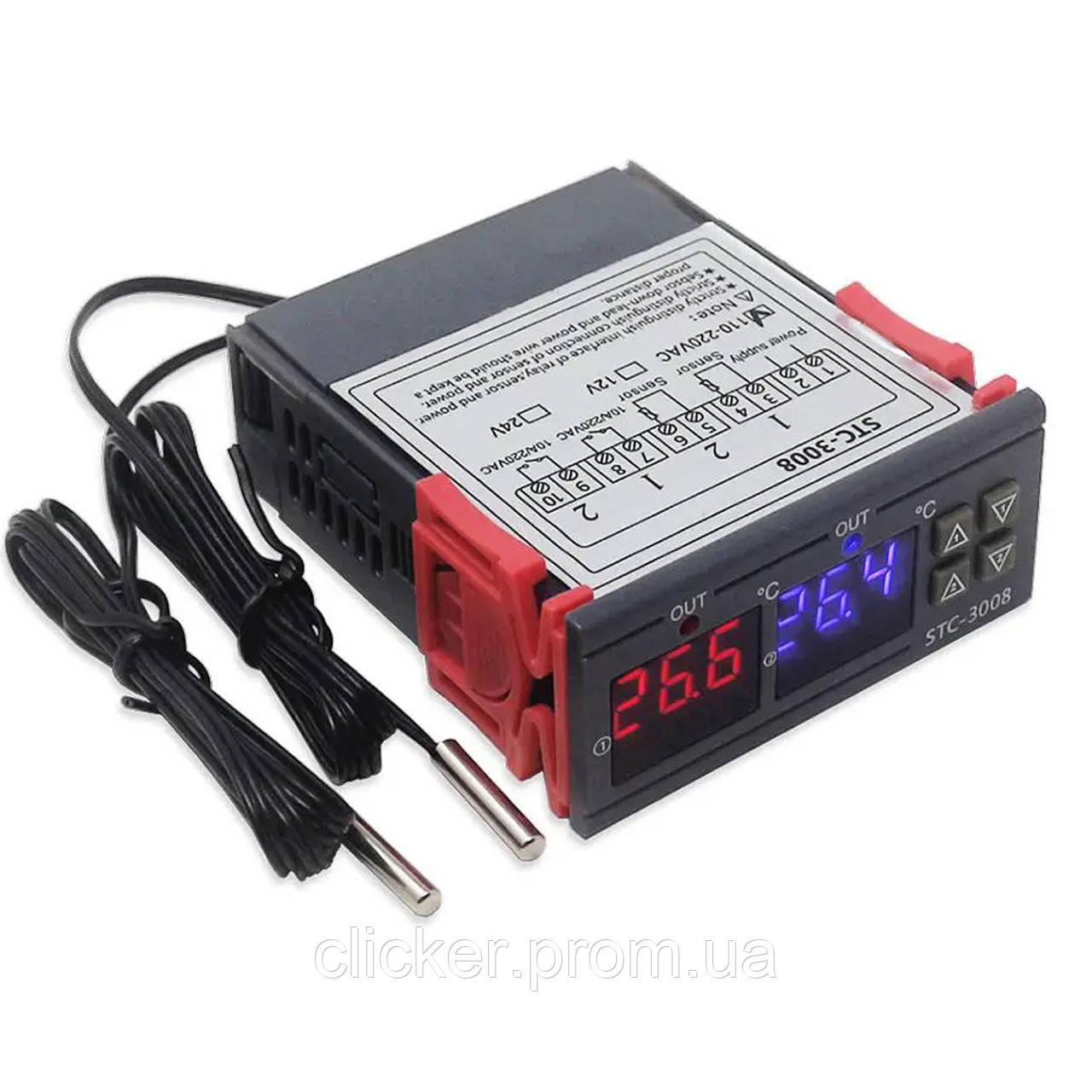 Терморегулятор STC-3008 двухзонный -55-120 С, +/-1 С, 220V, 10A (ID ...