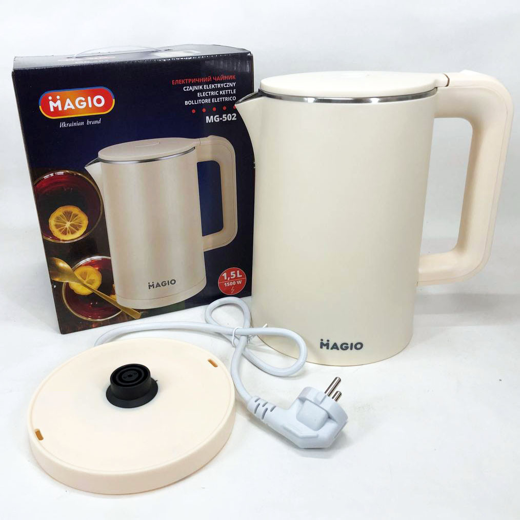 Электрочайник нержавейка MAGIO MG-502 1.5 л 1500 Вт, Электрочайник удобный, CL-322 Изысканный ...