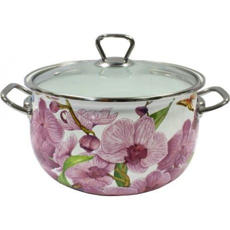 Эмалированная кастрюля Interos 15116 5,1л."Орхидея" (ID#92028733), цена: 890 ₴, купить на Prom.ua