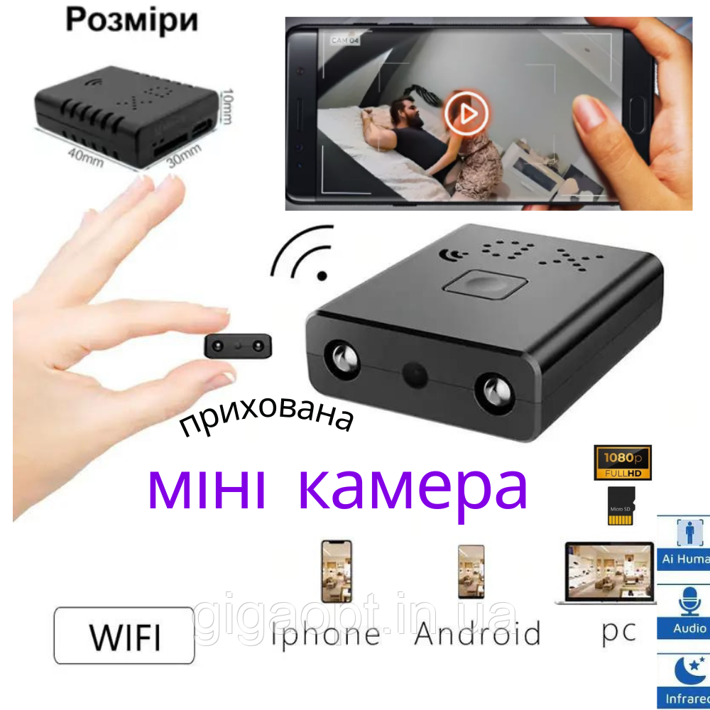 Міні камера безпровідна вай фай IP-камера датчик руху нічні зйомка ...