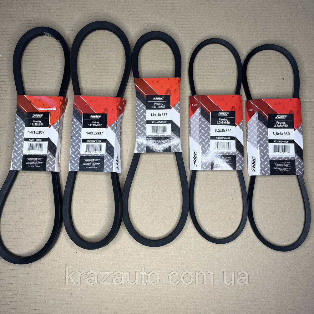 Комплект ремней двигателя ЯМЗ-236, -238, КРАЗ, МАЗ (RIDER) 887/937/987 ...