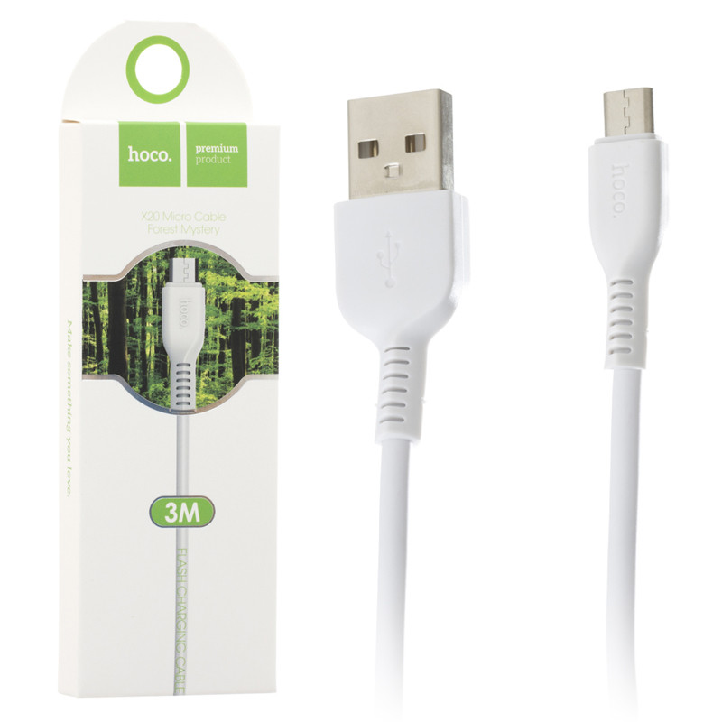 Кабель USB Hoco X20 Micro 3m, белый (ID#2208181909), цена: 99 ₴, купить ...